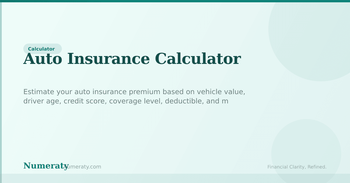 Auto Insurance Calculator - Free Online Tool | Numeraty