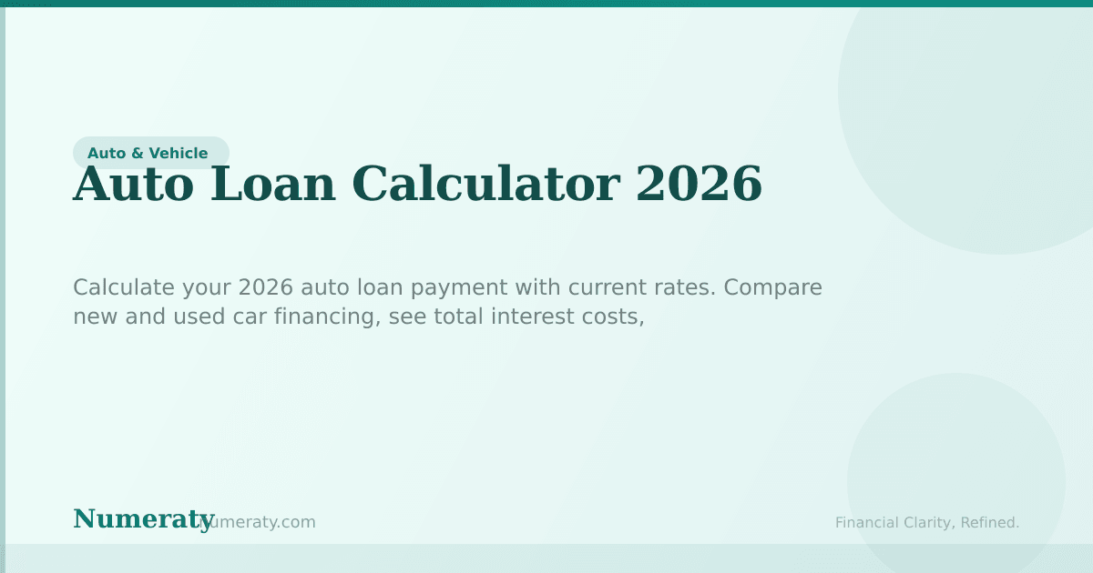 Auto Loan Calculator 2026 - Current Car Loan Rates | Numeraty
