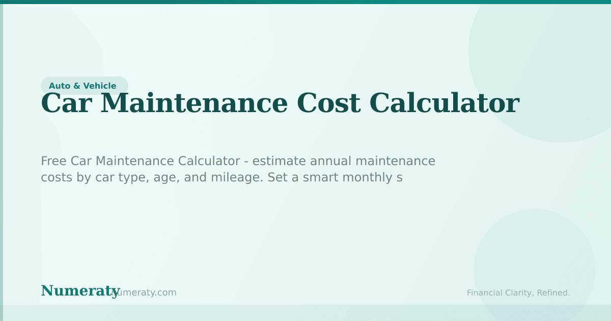 Car Maintenance Cost Calculator - Free Online Tool | Numeraty