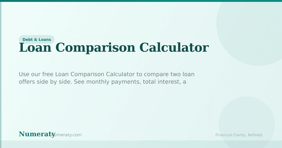 Loan Comparison Calculator - Free Online Tool | Numeraty