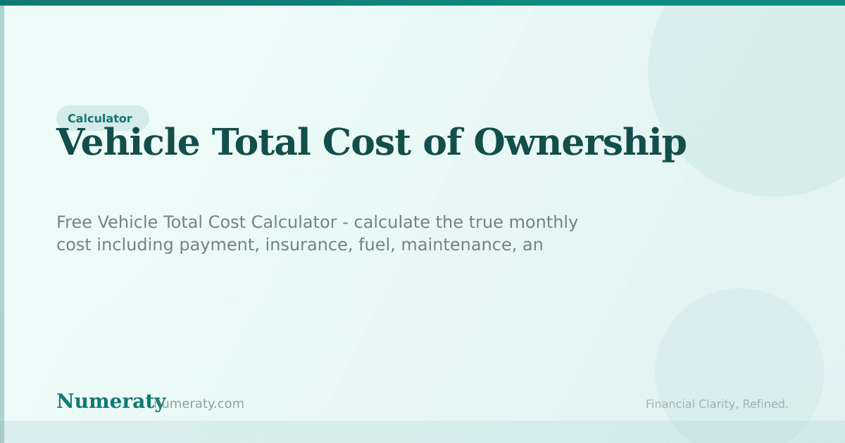 Vehicle Total Cost of Ownership - Free Online Tool | Numeraty